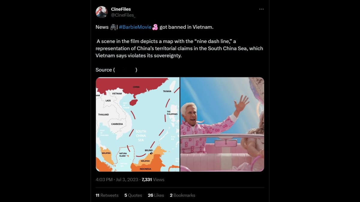 What is the Nine Dash Line? Barbie South China Sea map controversy ...