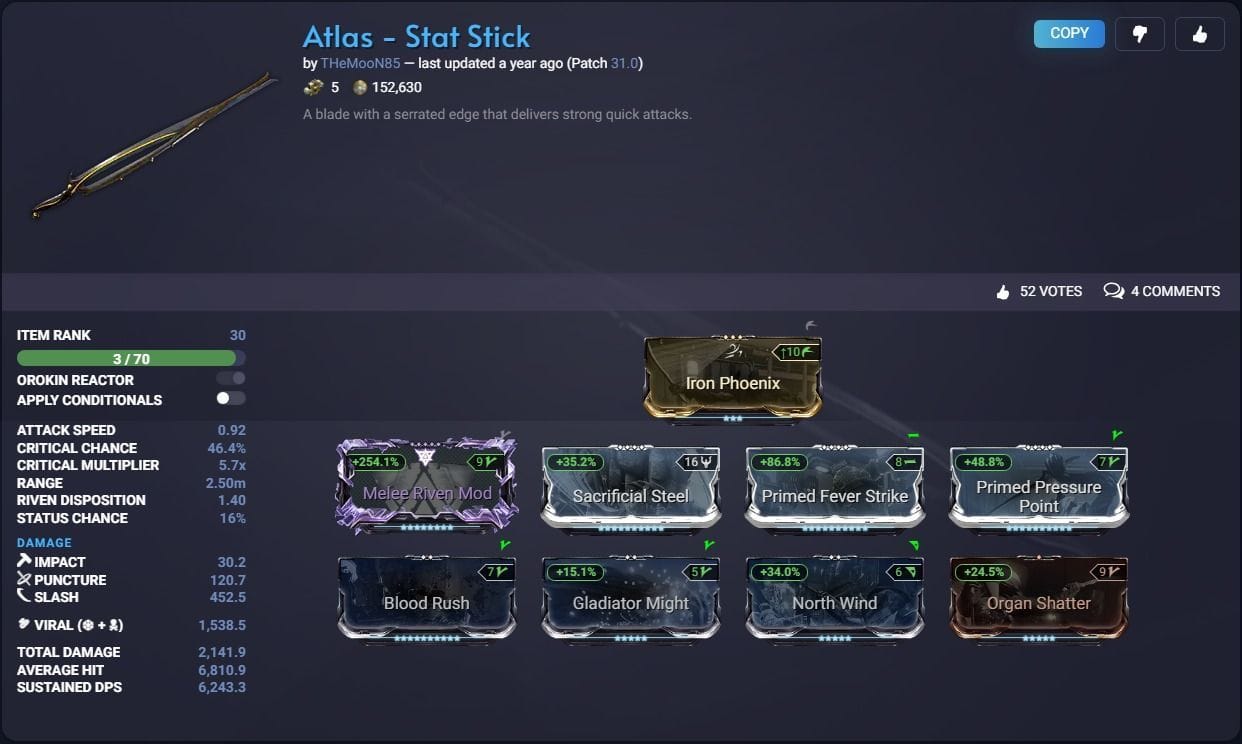 Top 5 stat sticks in Warframe