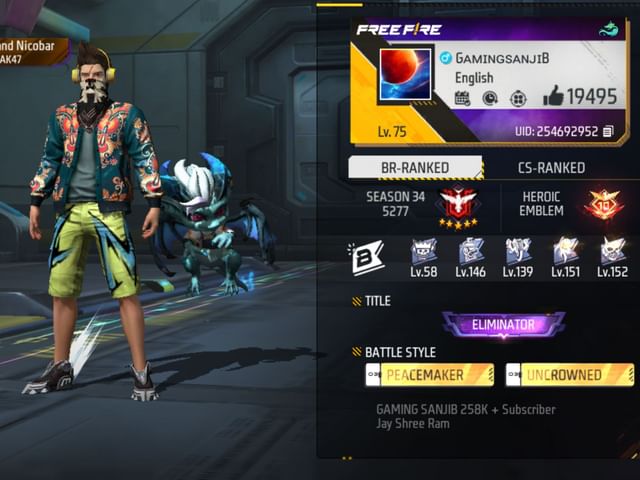 Gaming Sanjib’s Free Fire ID, stats, rank, guild, and more