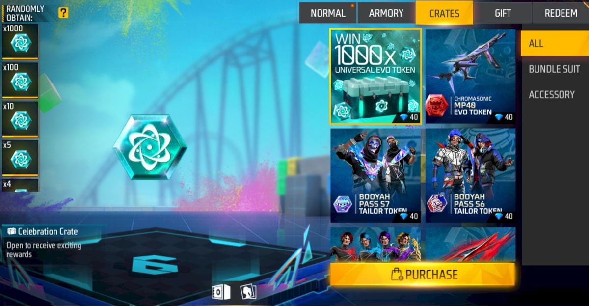 How to purchase Free Fire Universal Evo Token Crate to win 1000x Tokens ...