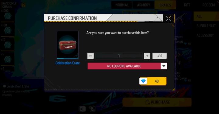 How to purchase Free Fire Universal Evo Token Crate to win 1000x Tokens ...