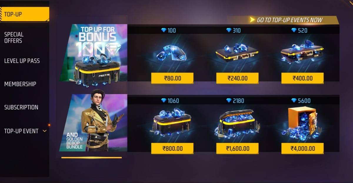 Free Fire July Top-Up event: Get free additional diamonds and Golden ...
