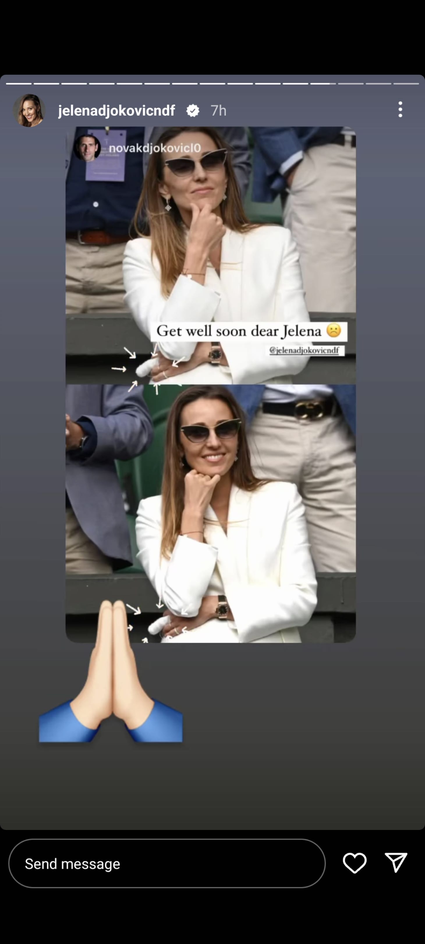 Novak Djokovic's wife Jelena reacts to fans spotting her plastered ...