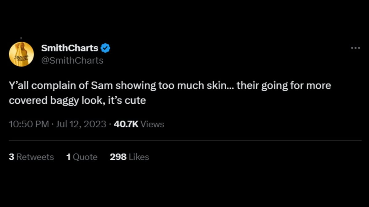 "Homeless fit": Sam Smith Barbie premiere outfit sparks wild trolling ...