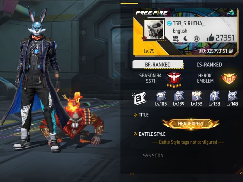 TGB Sirutha’s Free Fire ID, stats, rank, guild, and more