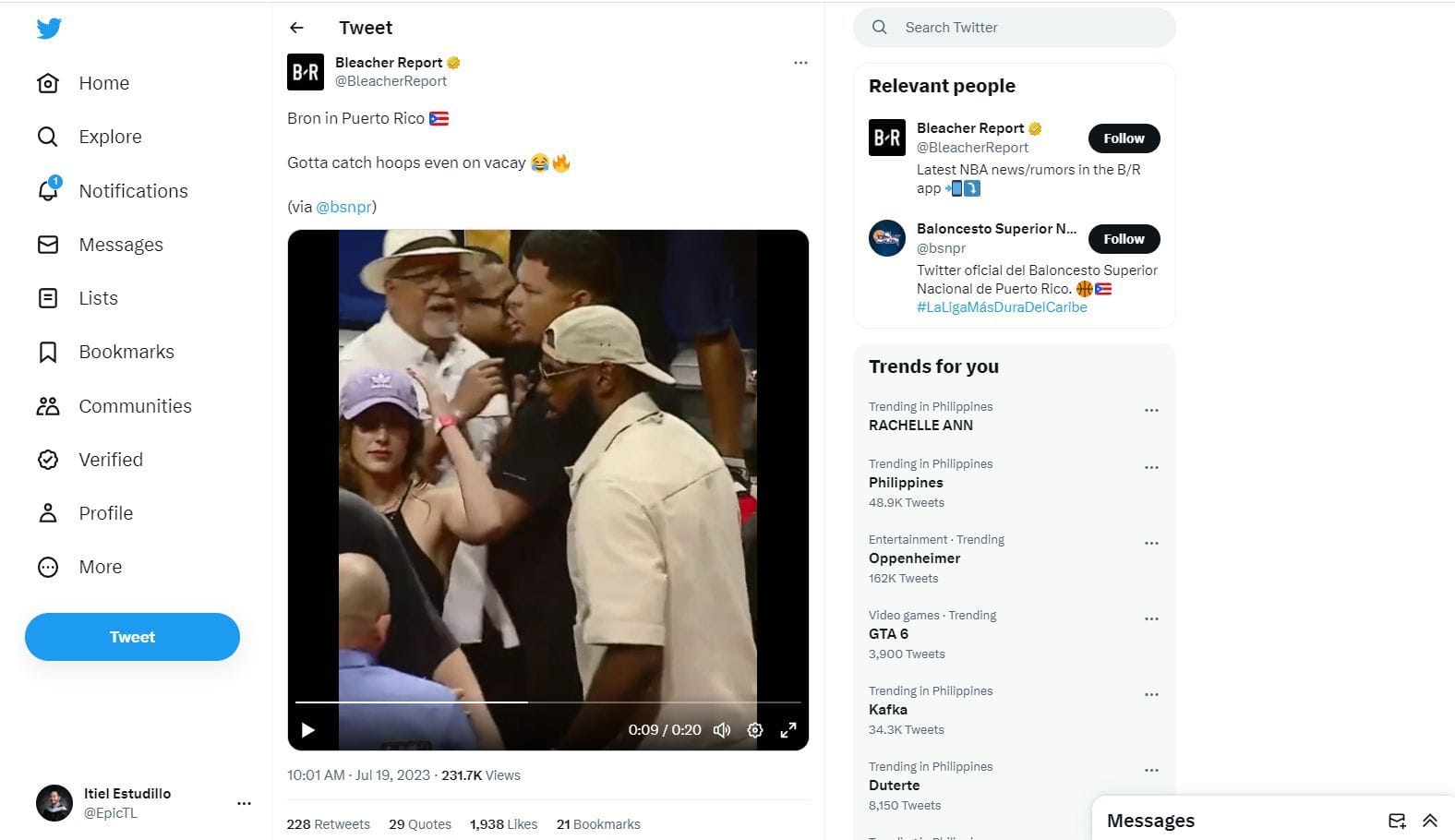 Watch: LeBron James pulls up to Puerto Rico to catch a game