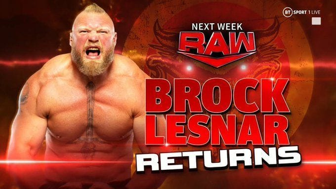 Brock Lesnar set to appear on WWE RAW next week to address 38-year-old ...
