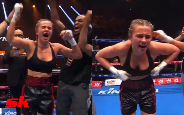 OnlyF*ns model Daniella Hemsley apologises for flashing the crowd after KingPyn Boxing win amid ...