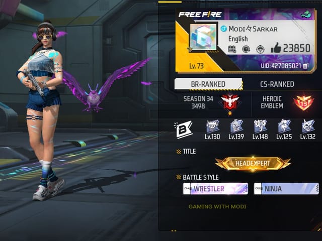 Gaming With Modi’s Free Fire ID, stats, rank, guild, and more
