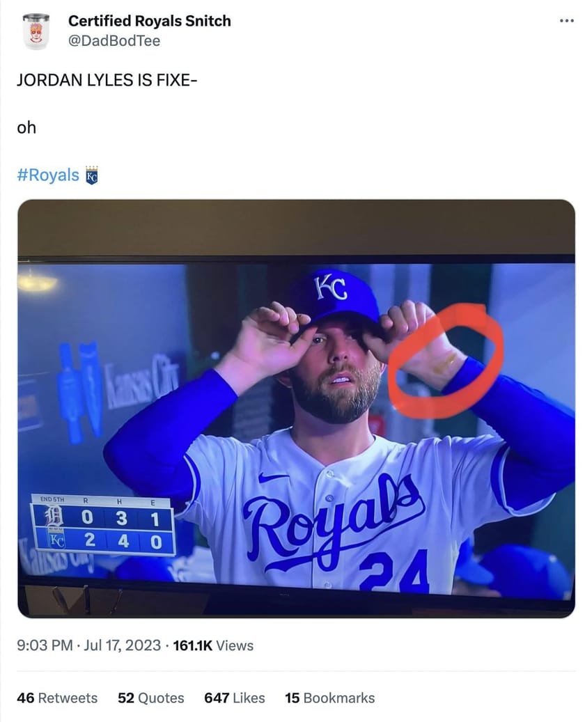 Baseball fans react to seeing possible foreign substance on Kansas City ...