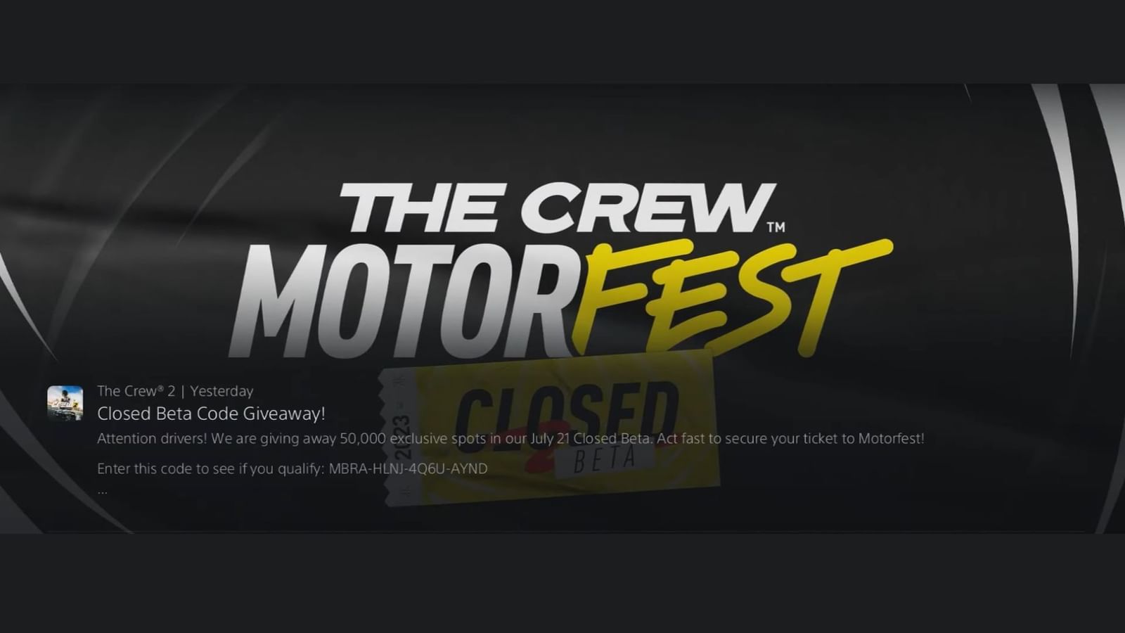 How to redeem The Crew Motorfest Closed Beta code
