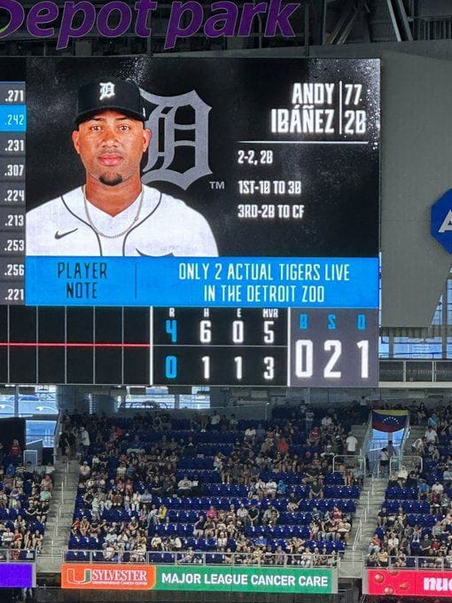 In Photos: Miami Marlins scoreboard operator roasts city of Detroit ...