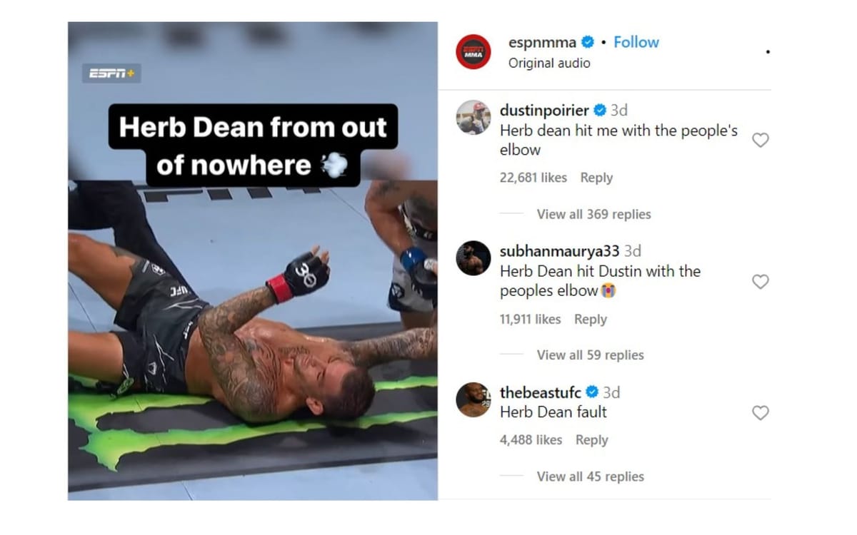 Dustin Poirier confirms Herb Dean hit him with 'People's Elbow' after ...