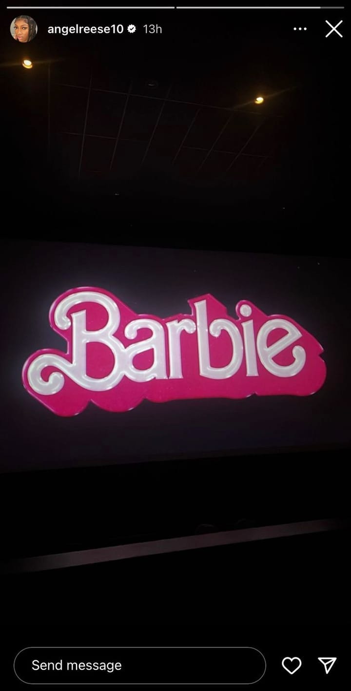 The "Bayou Barbie" Angel Reese is out watching the "Barbie" movie, and ...