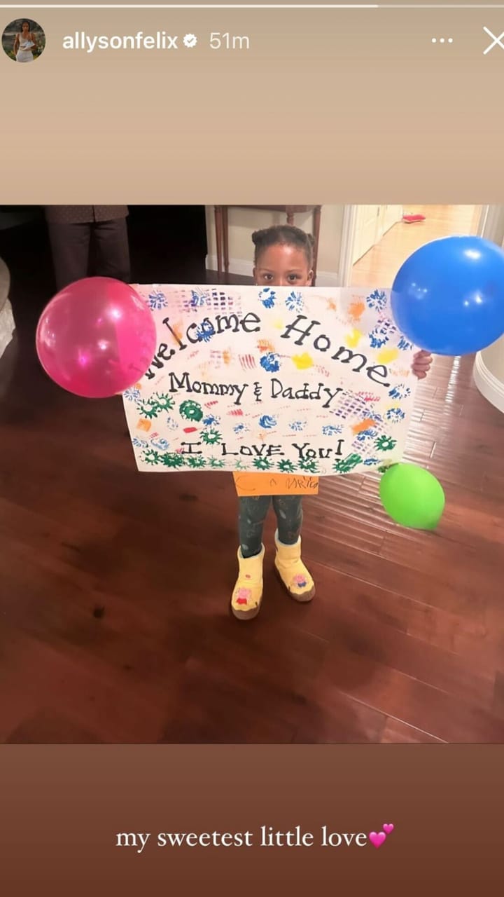 “Welcome home mommy & daddy” - Allyson Felix shares sweet message from ...