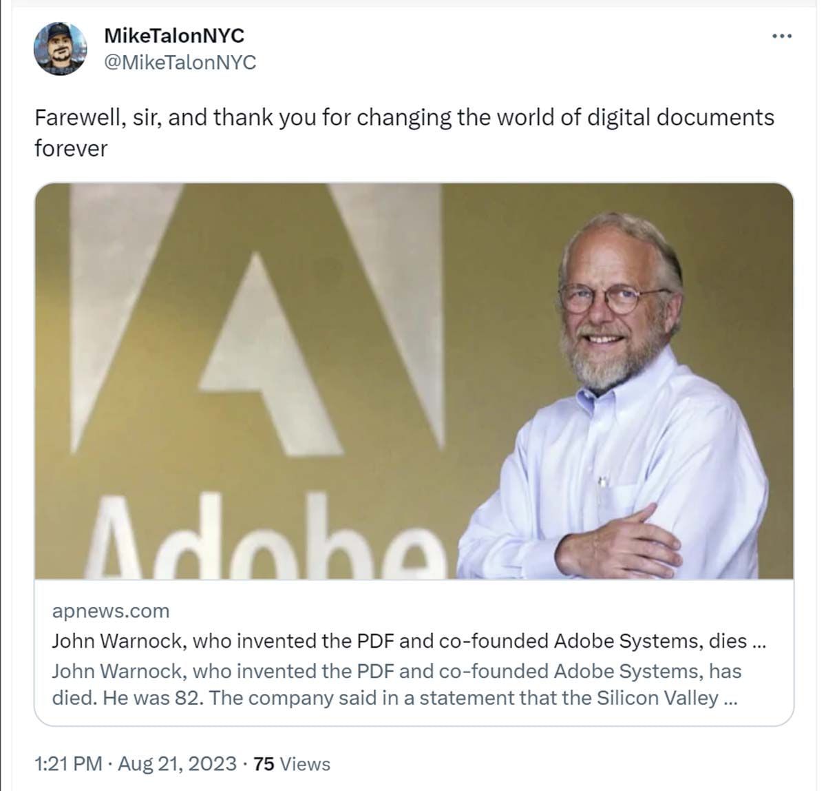 Who is John Warnock? Tributes pour in as Adobe co-founder passes away at 82