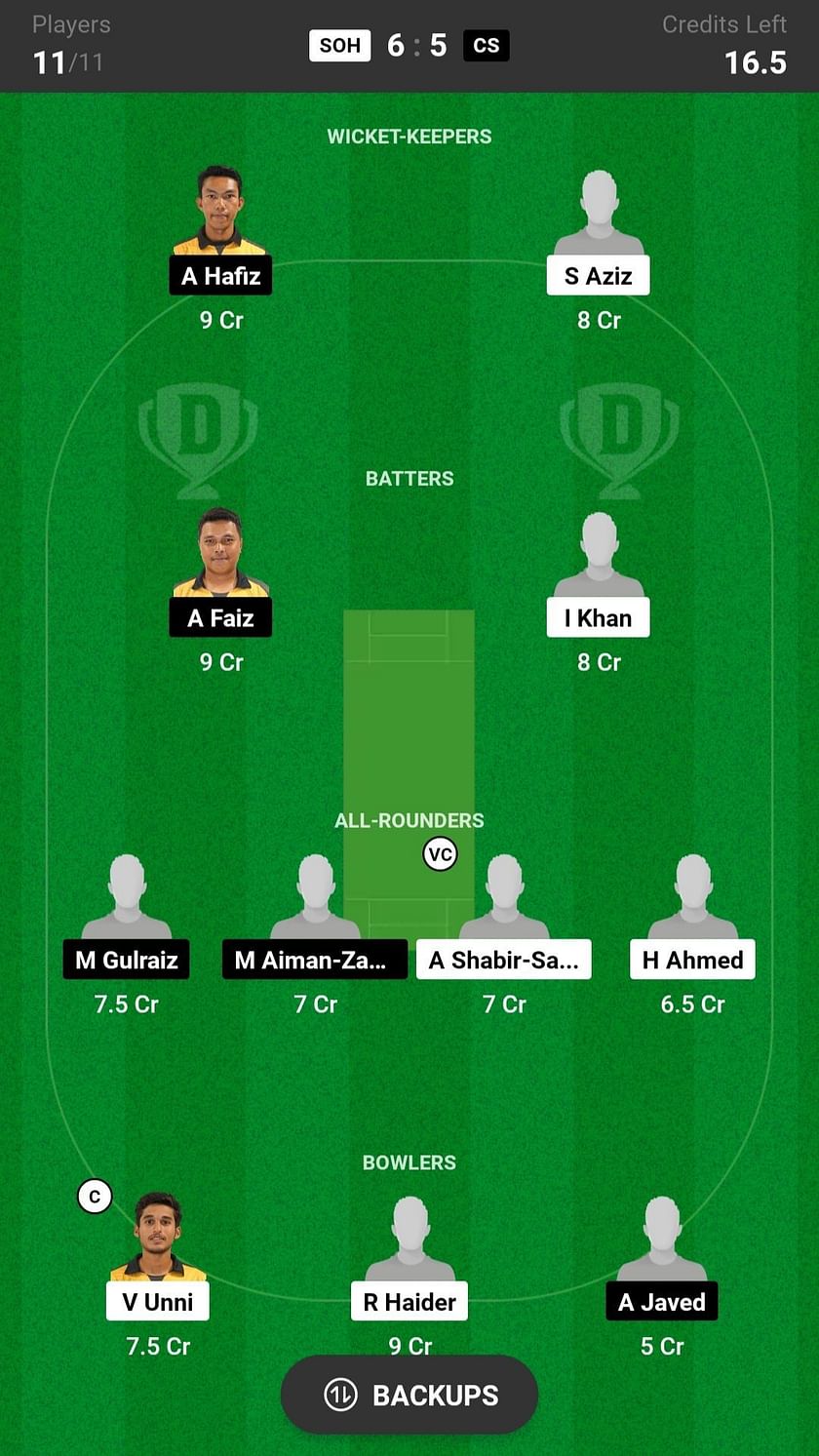 Cs Vs Soh Dream11 Prediction Fantasy Cricket Tips Todays Playing 11