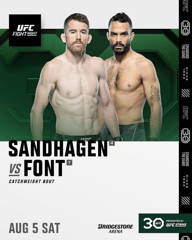 Cory Sandhagen vs. Rob Font UFC Head-to-Head Records