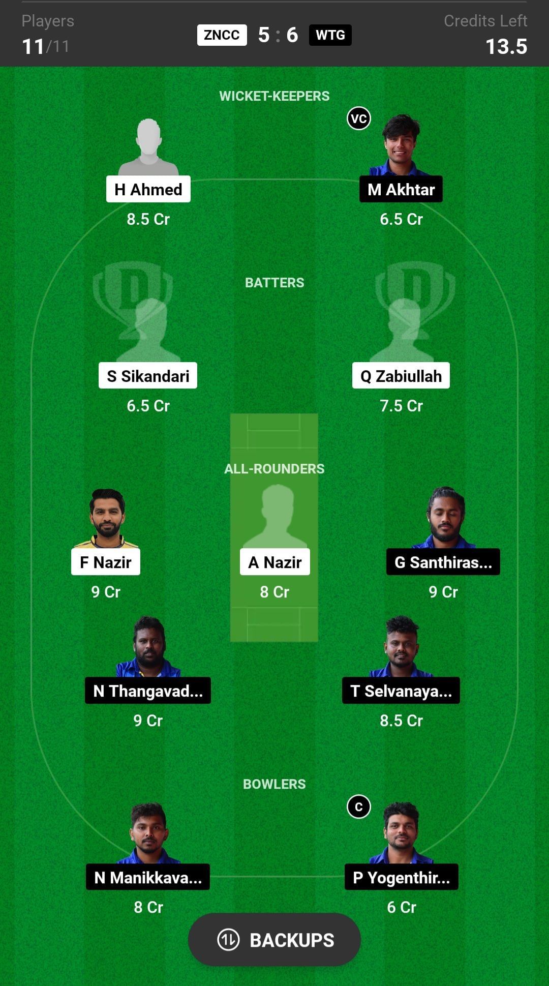 WTG vs ZNCC Dream11 Prediction: Fantasy Cricket Tips, Today's Playing ...