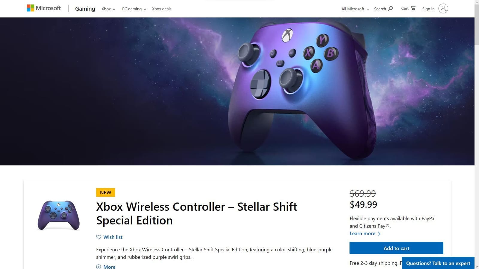 Xbox Wireless Controller Stellar Shift drops under $50