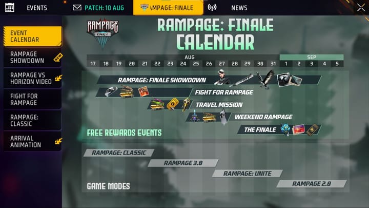 New Free Fire MAX Rampage: Finale event calendar revealed (August 2023)