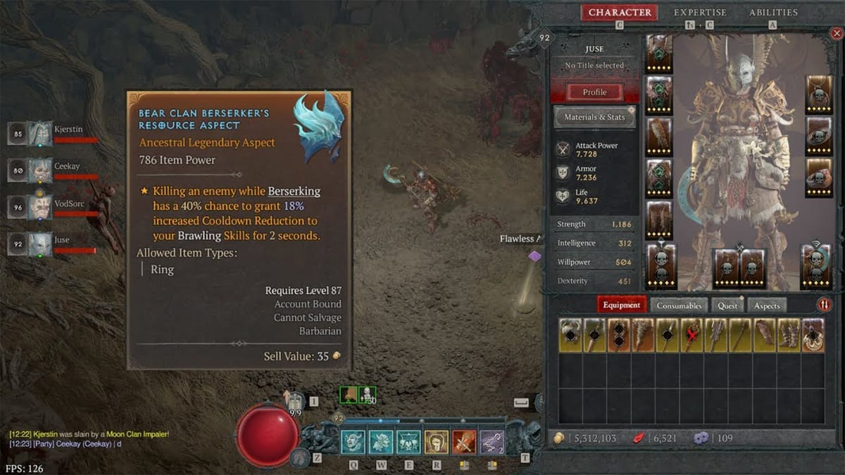 Diablo 4 Season of the Malignant Resource Aspects tier list