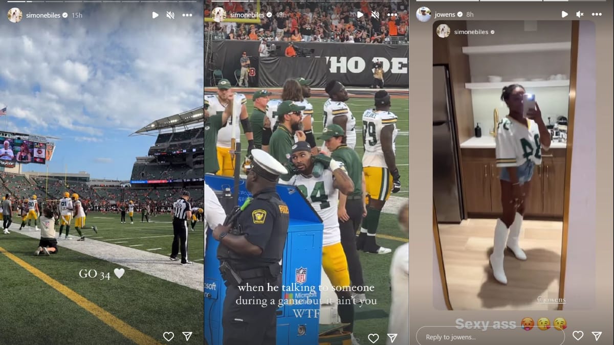 IN PHOTOS: Simone Biles cheers for husband Jonathan Owens at Packers ...