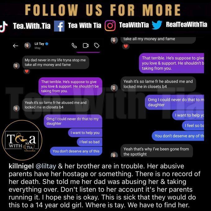 "Getting EXTREMELY SCARY": Lil Tay's 'Help Me' YouTube bio debunked as description leaves ...