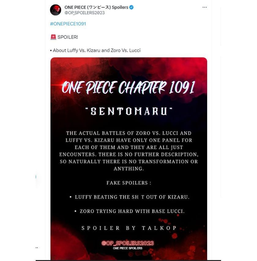 One Piece chapter 1091 spoilers: Zoro faces Lucci as Luffy vs Kizaru begins