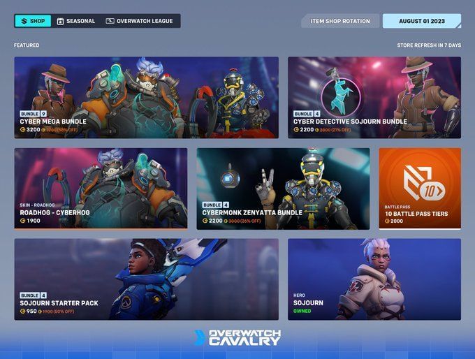 Overwatch 2 Item Shop rotation (Aug 1): Cyber Detective Sojourn ...