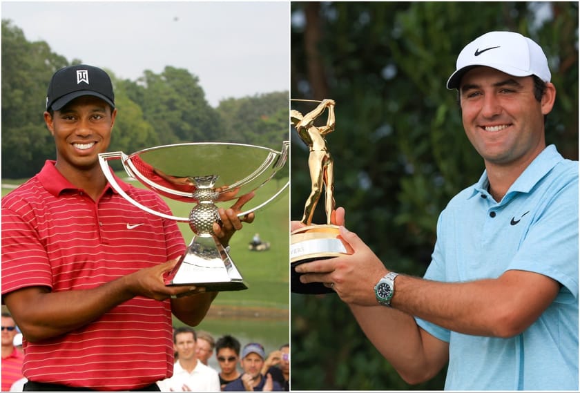 How does Scottie Scheffler’s $21,014,342 earnings this year compare to Tiger Woods’ best earning ...