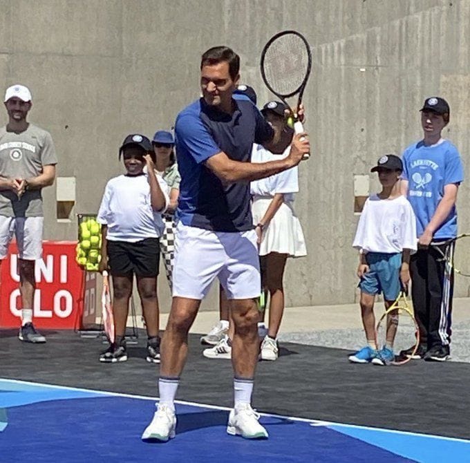 Roger Federer returns to court to host special coaching session in New ...