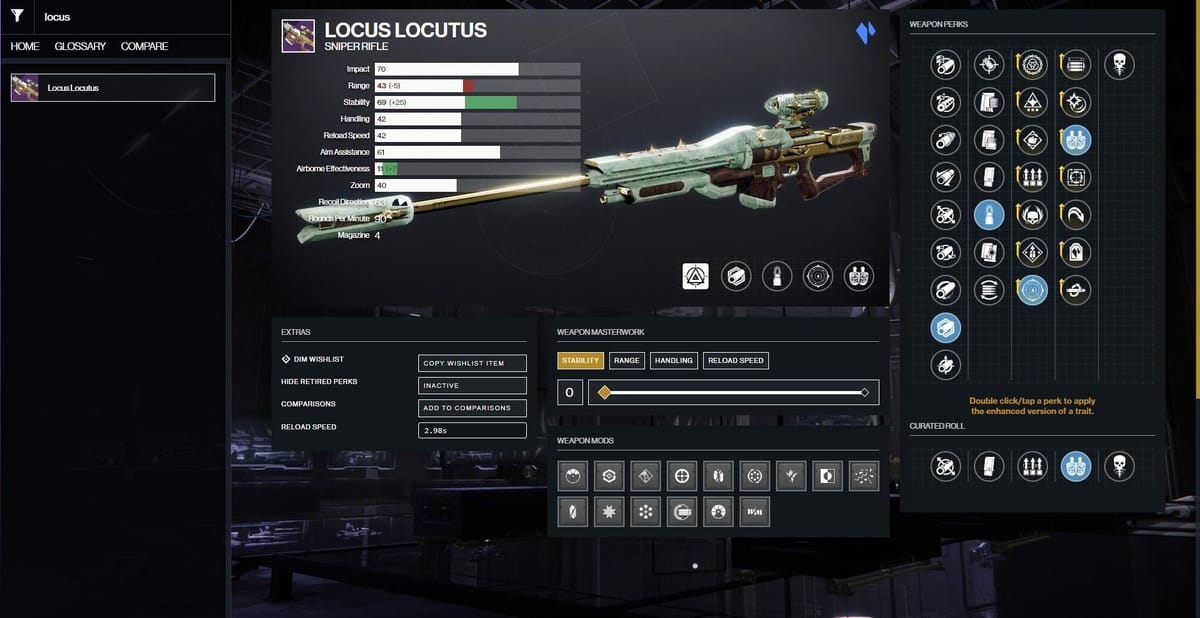Destiny 2 Locus Locutus god rolls, drops locations, and more