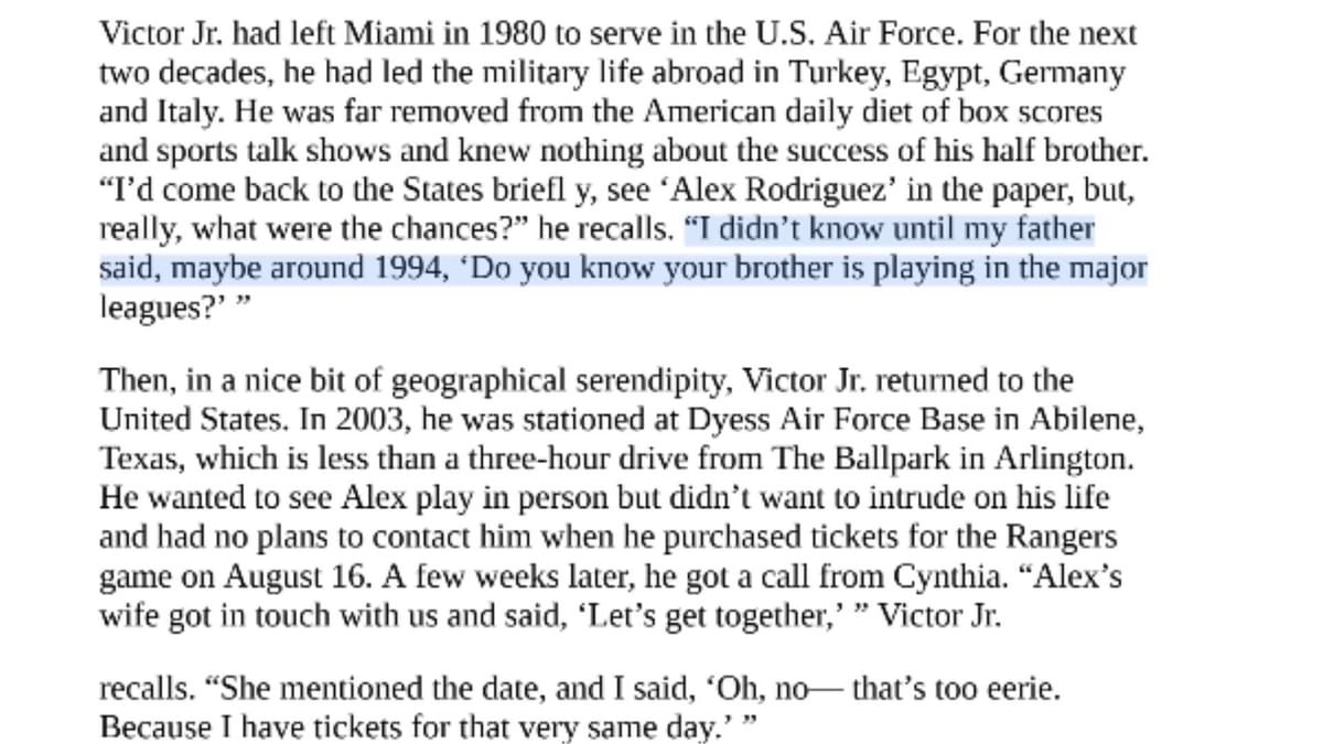 When Alex Rodriguez's half-brother Victor was ignorant of Yankees icon ...