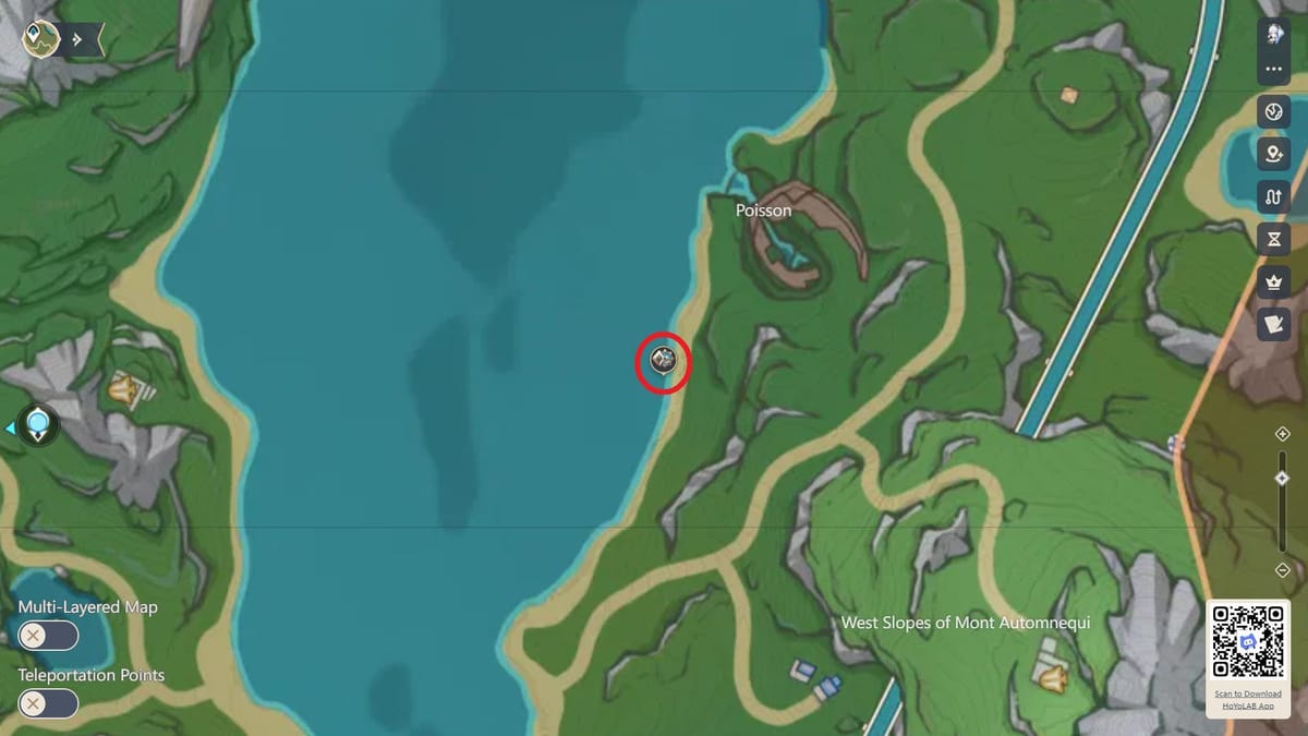 Fleuve Cendre Ferryman fishing locations in Genshin Impact