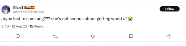 "Really doesn't want to be No. 1" "Unserious girl; when she gets close ...