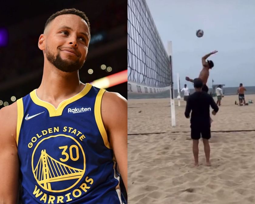 Watch: Steph Curry spikes volleyball during offseason workout at beach