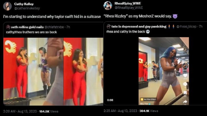 Rhea Ripley and Cathy Kelley react to being spotted together for the ...