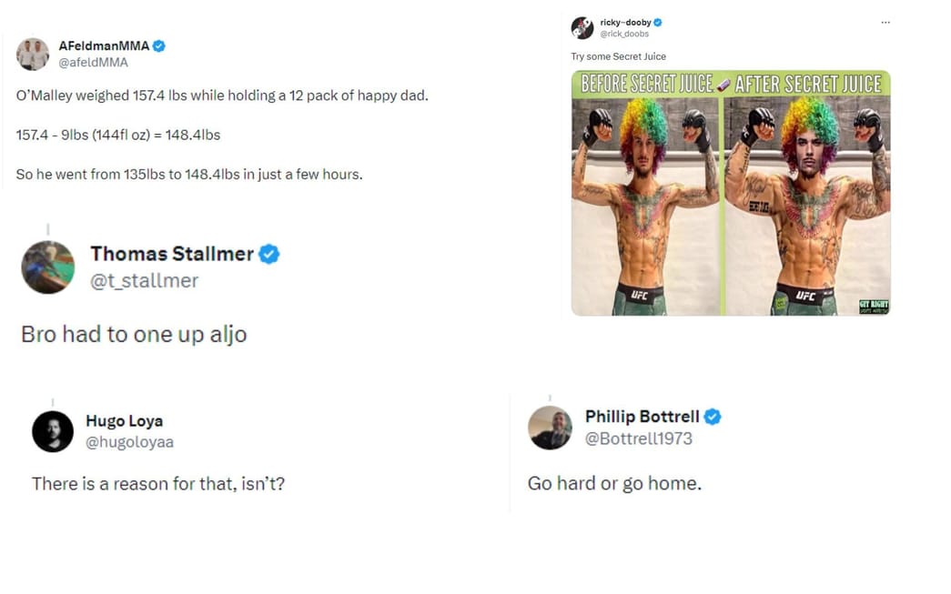 UFC 292: Sean O'Malley's 157.4lbs post-weigh-in weight while holding a ...