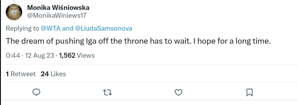 "Really doesn't want to be No. 1" "Unserious girl; when she gets close ...