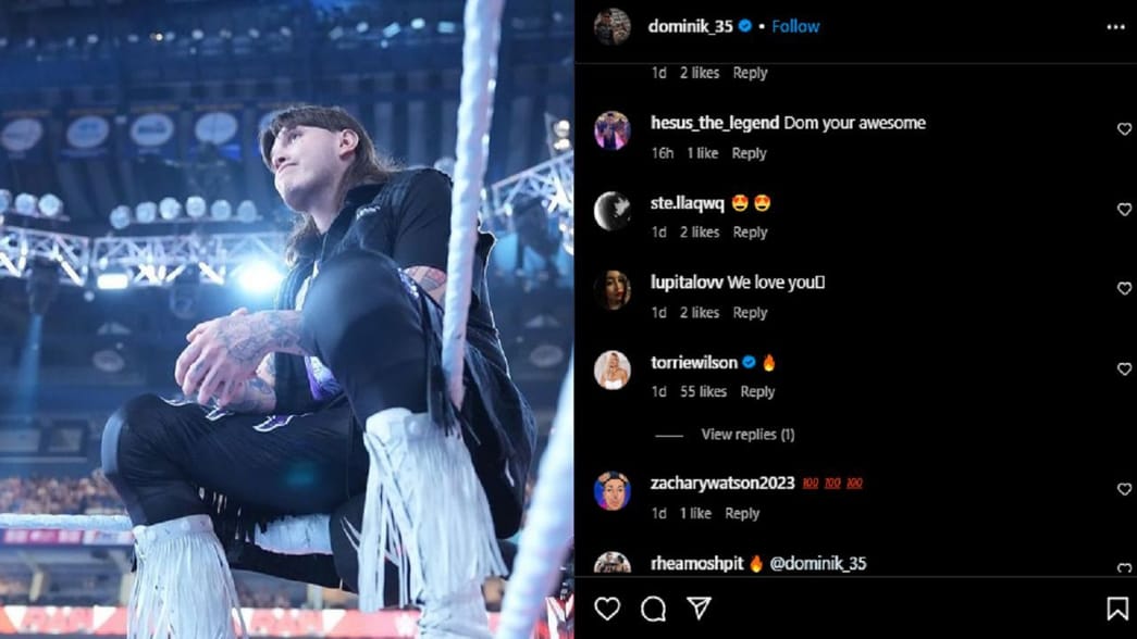 Torrie Wilson reacts to Dominik Mysterio's latest Instagram photo