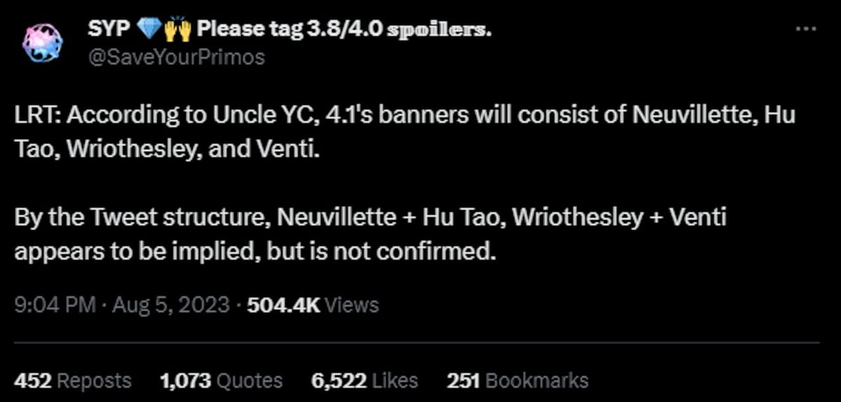 Genshin Impact Neuvillette splash art, element, kit, and release date leaks