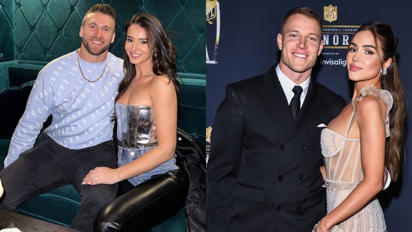 Kyle Juszczyk challenges Olivia Culpo and Christian McCaffrey for a ...