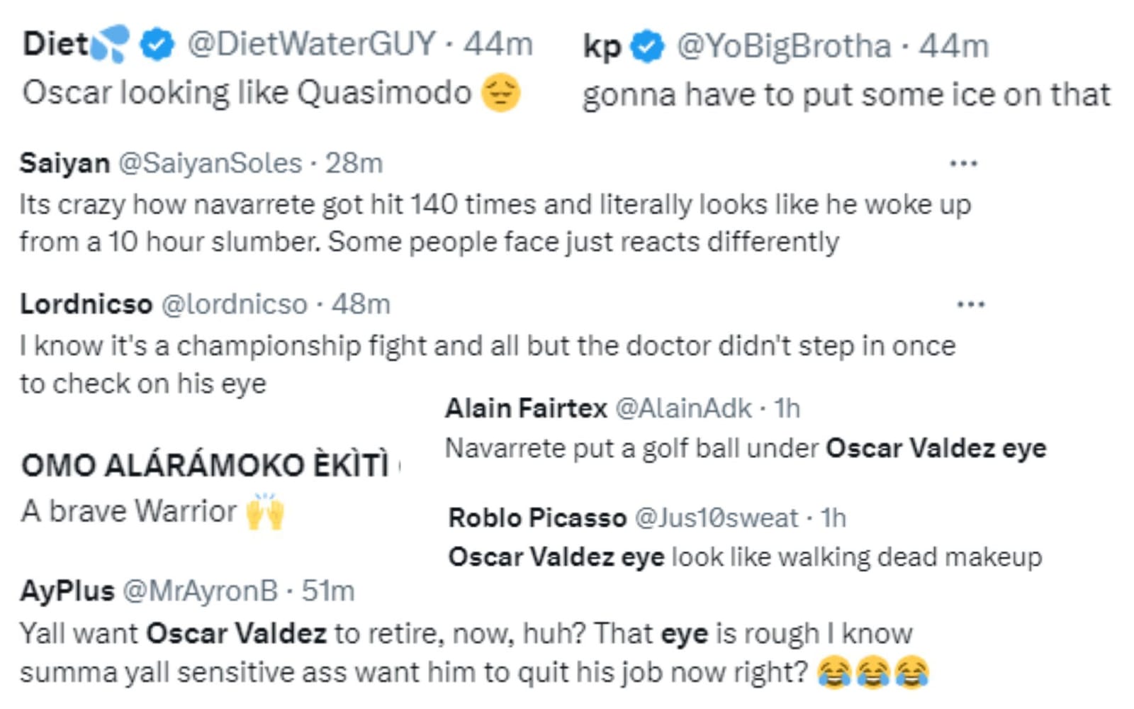 "Looking like Quasimodo" - Fans squirm at Oscar Valdez's swollen-shut ...