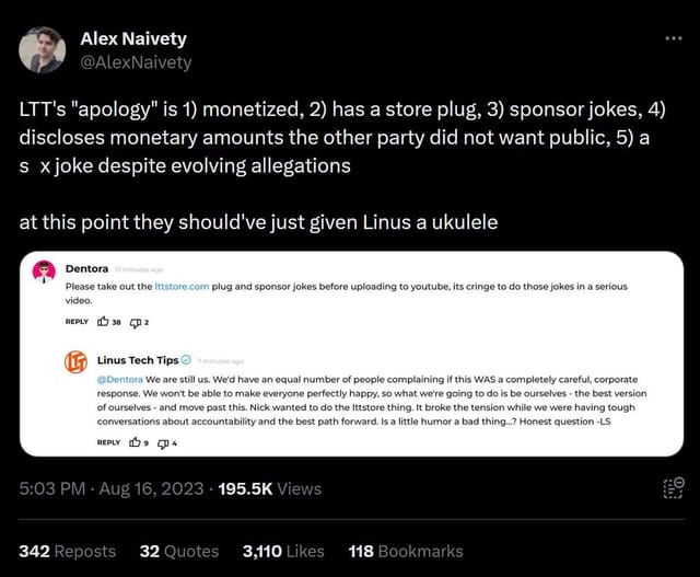 "Dude is a fraud": Decoding the backlash to Linus' apology during the ...