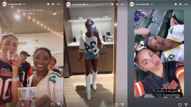 IN PHOTOS: Simone Biles cheers for husband Jonathan Owens at Packers ...