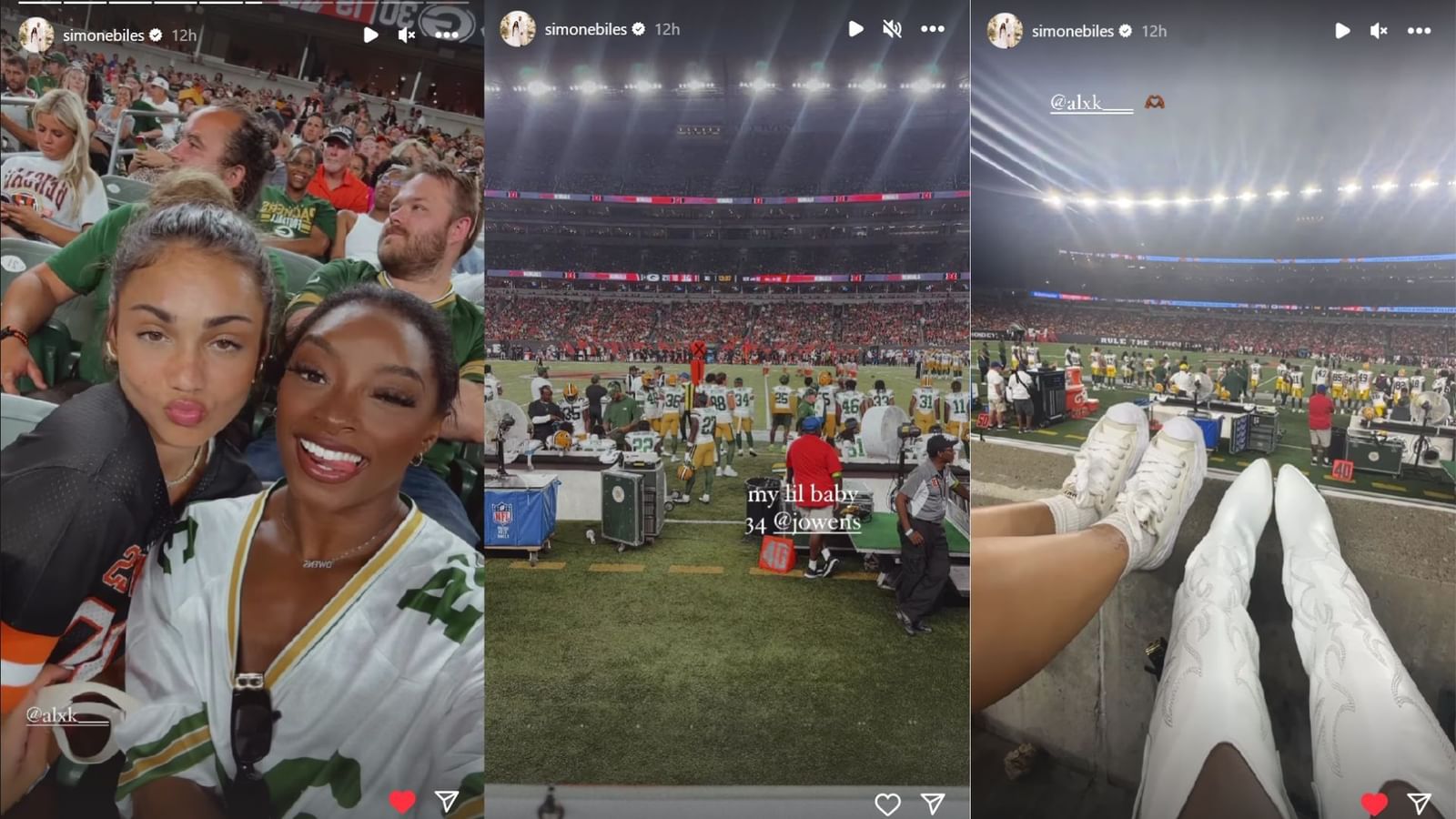 IN PHOTOS: Simone Biles cheers for husband Jonathan Owens at Packers ...