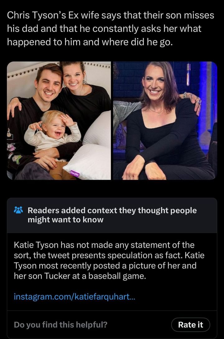 Fact Check: Did Katie Tyson say Kris Tyson's son "misses his dad"? Viral tweet debunked