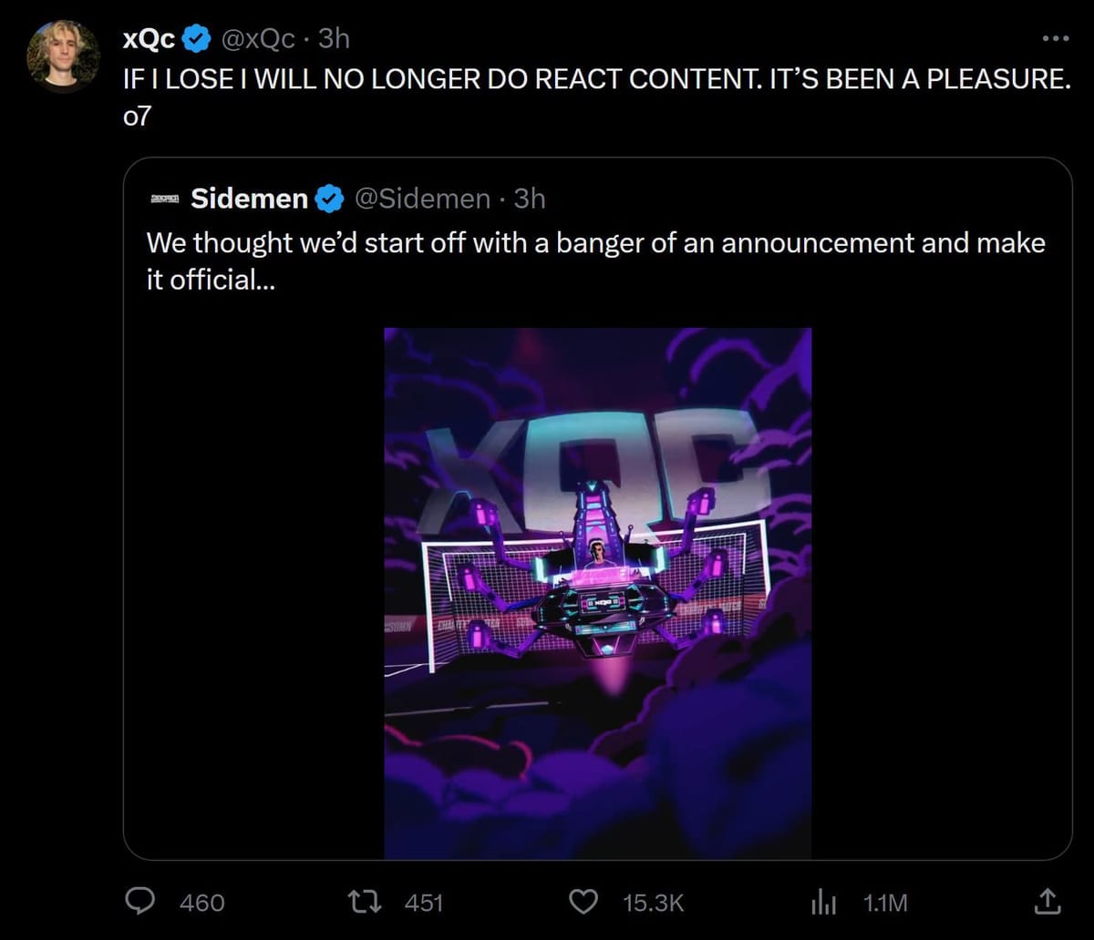 "I will no longer do react content": xQc is in Sidemen Charity Match ...