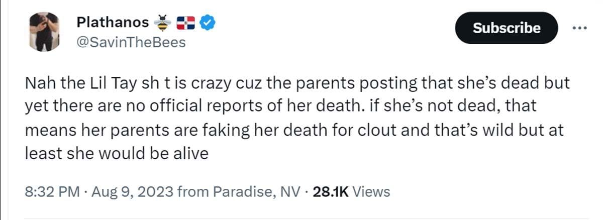 "This is a plot for a horror movie": Lil Tay not dead claim emerges as ...